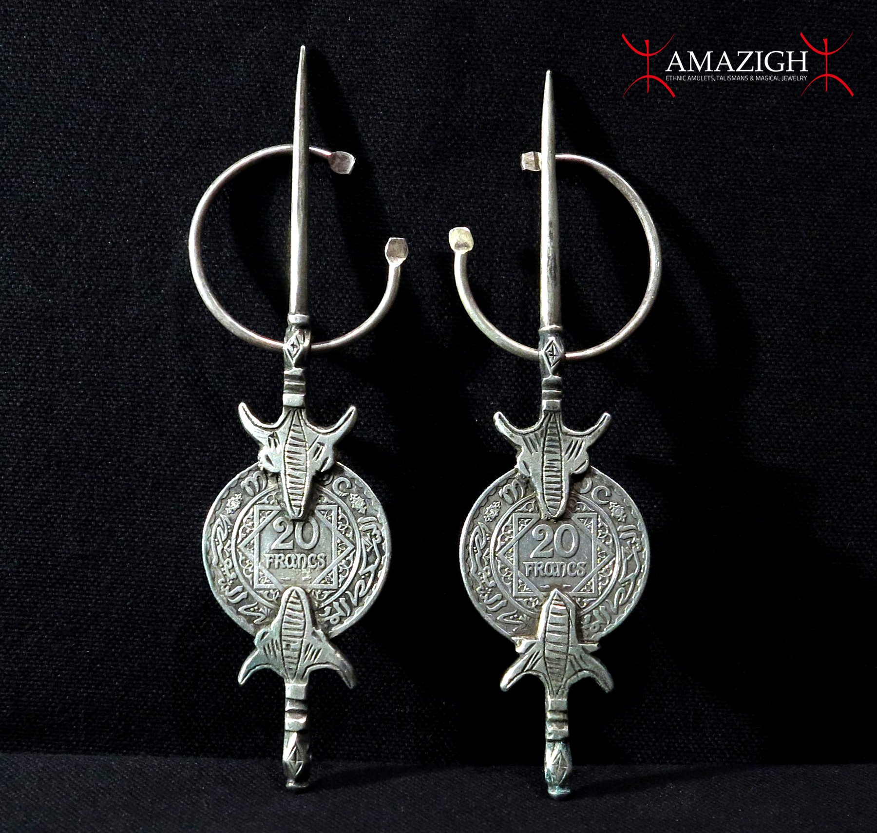 Antique Pair Berber Fibulae - TIZERZAI – Moroccan Silver Coins, North ...
